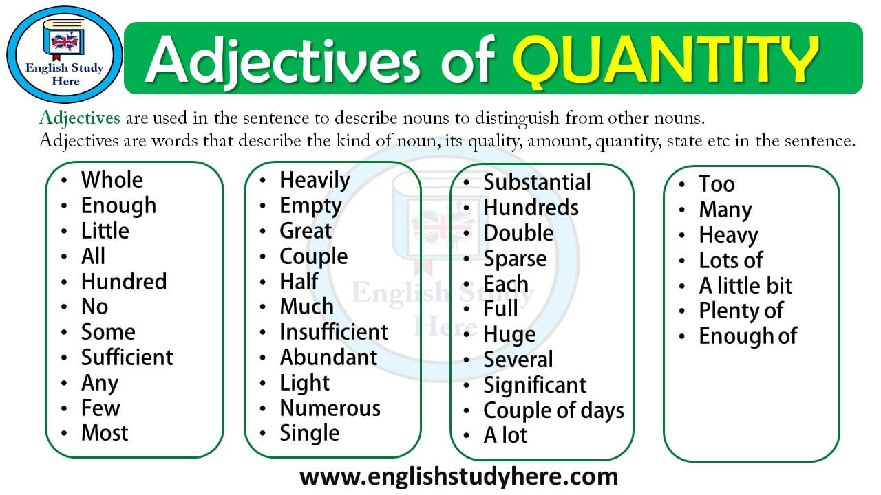 Adjectives Of QUANTITY English Study Here