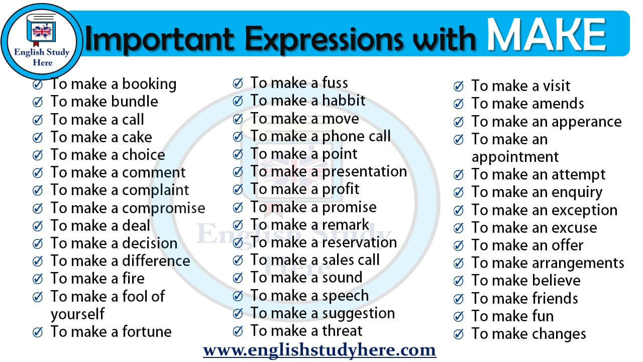 Important Expressions With MAKE English Study Here