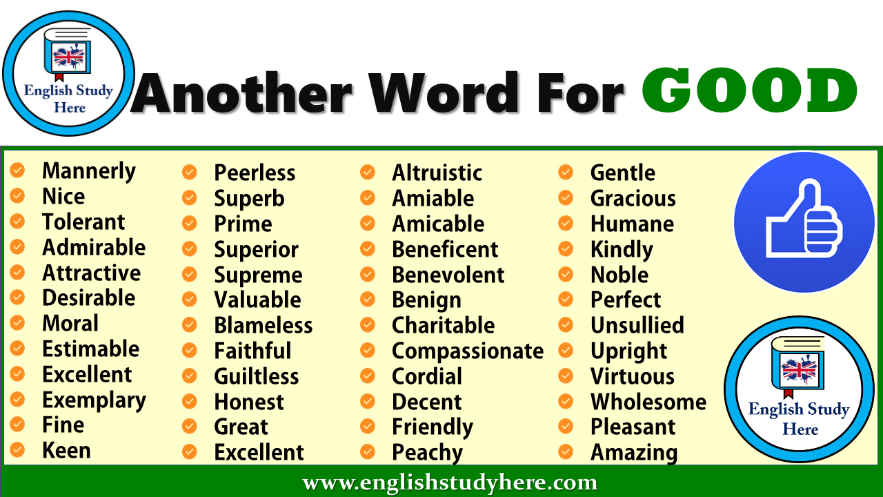Another Word For GOOD English Study Here