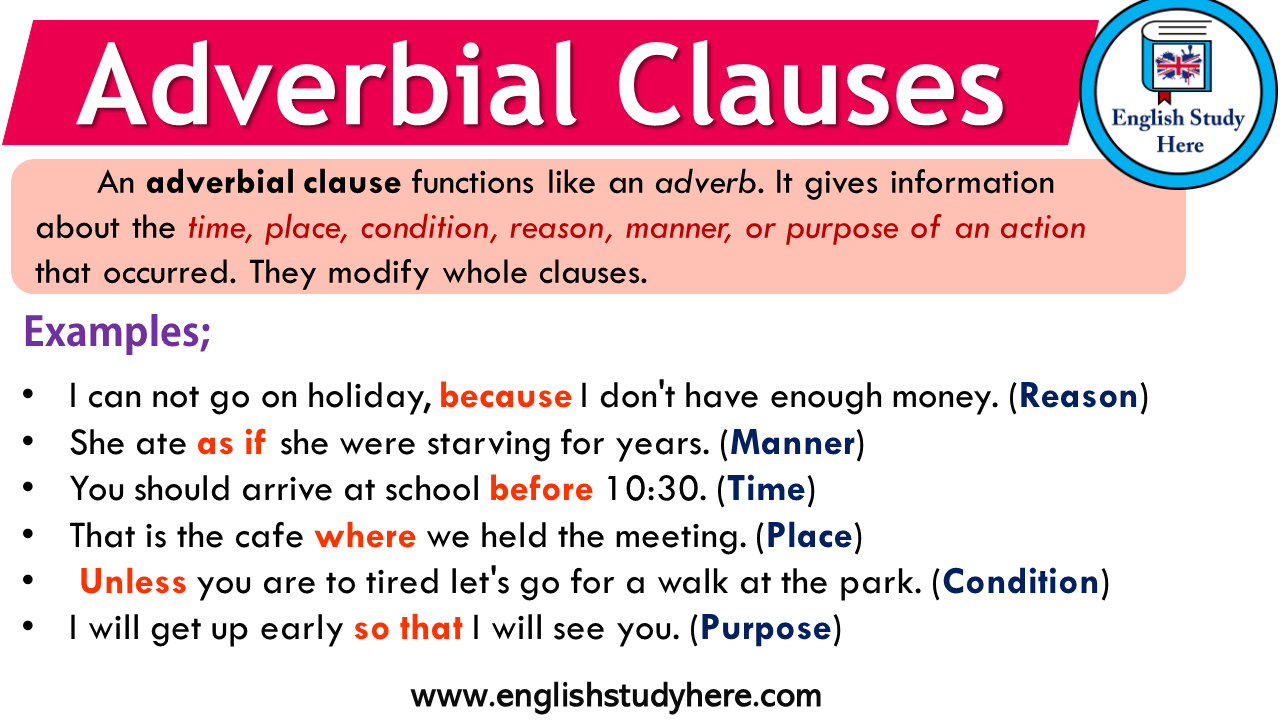 Adverbial Clauses English Study Here