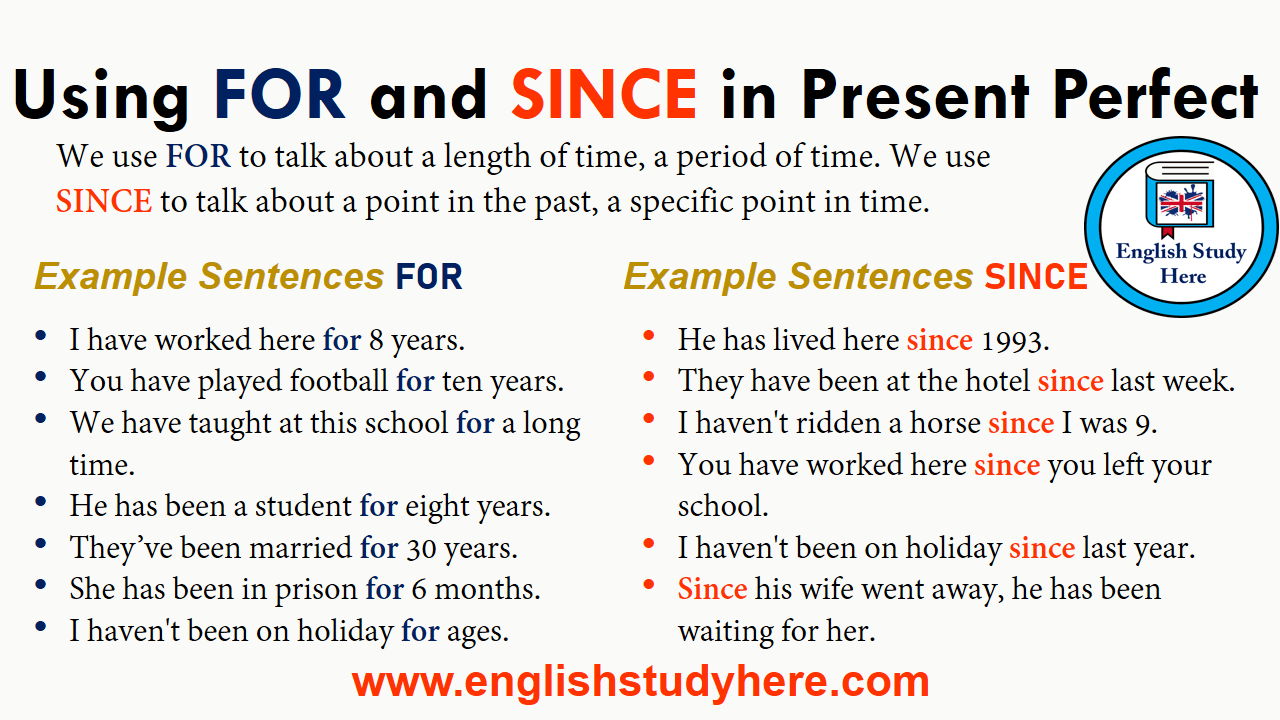 Using FOR And SINCE In Present Perfect English Study Here