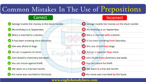 Preposition - In, On, At, Ago - English Study Here