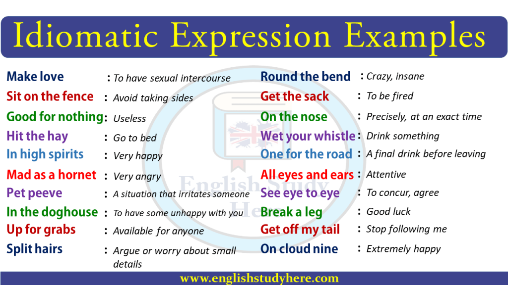 Idiomatic Expression Examples English Study Here