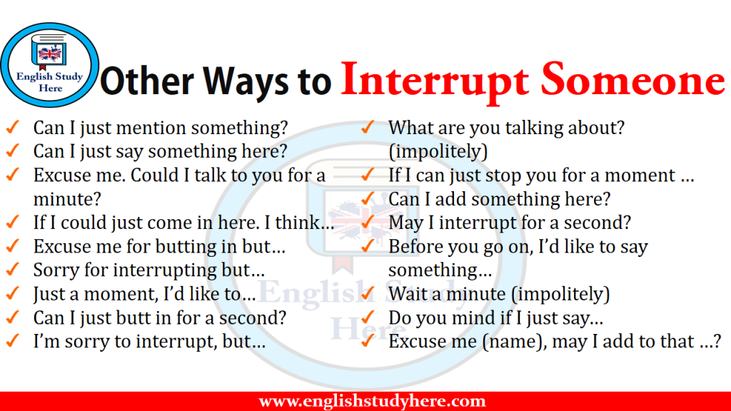 different Ways to Interrupt Someone in speaking Archives - English ...