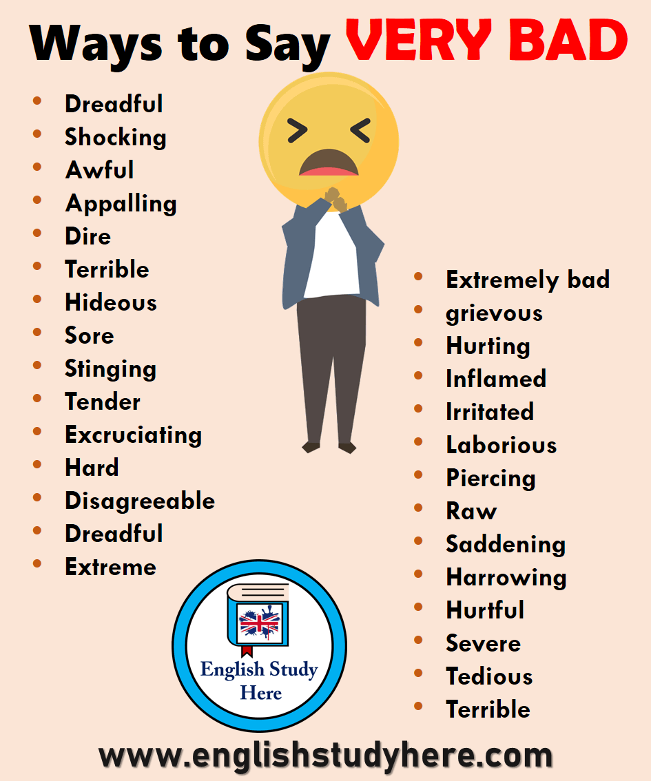 47 Ways To Say VERY BAD In English English Study Here