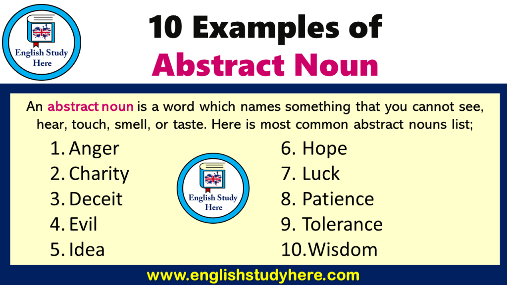 Examples Of Abstract Nouns English Study Here Examples Of Abstract Nouns English Study Here