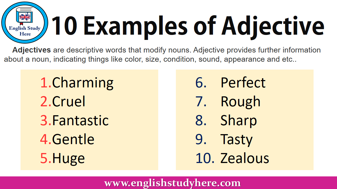 10 Examples Of Adjective English Study Here
