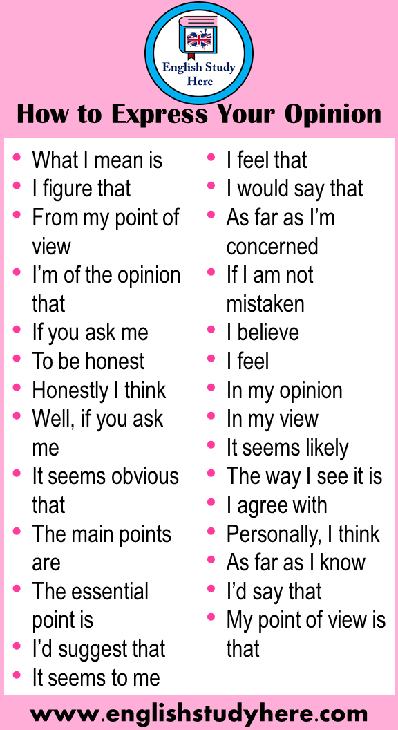 25 Phrases To Express Opinion