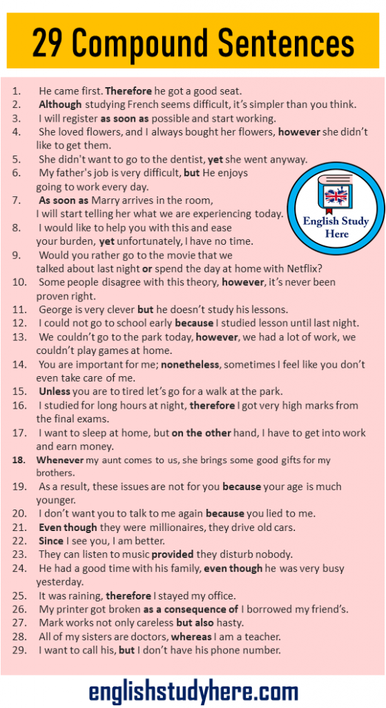 29 Compound Complex Sentences Examples English Study Here