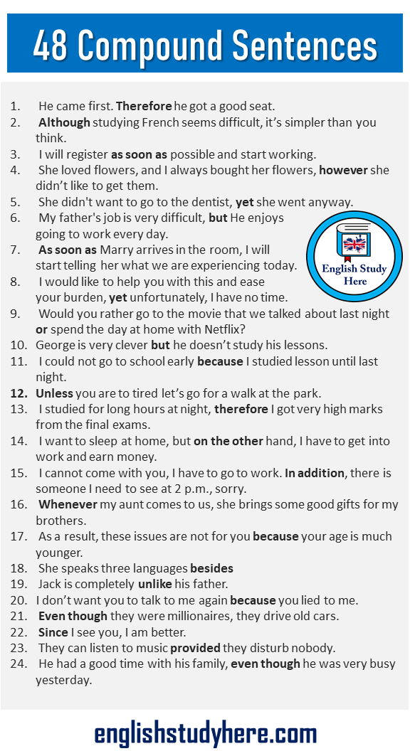 48 Compound Complex Sentences Examples English Study Here