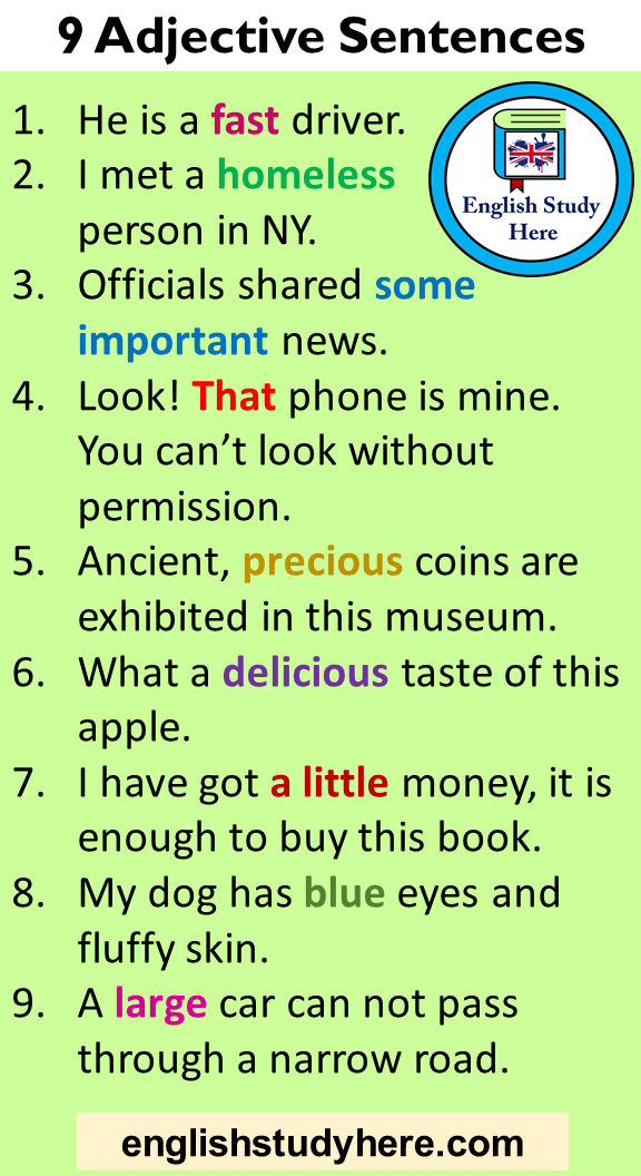 9 Adjective Sentences Example Sentences With Adjectives English