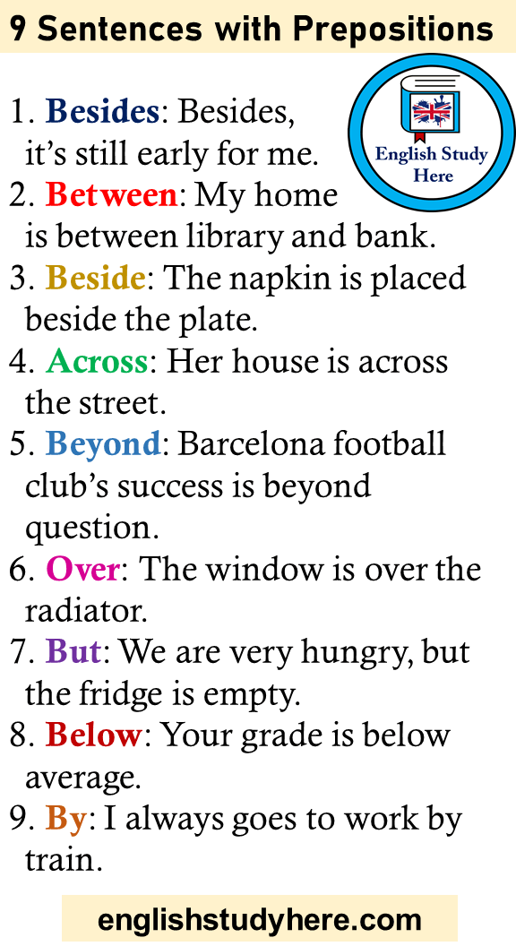 9 Sentences With Prepositions And Examples English Study Here