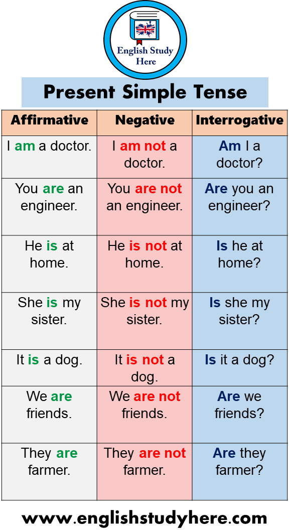 21 Present Simple Tense Examples Affirmative Negative Interrogative