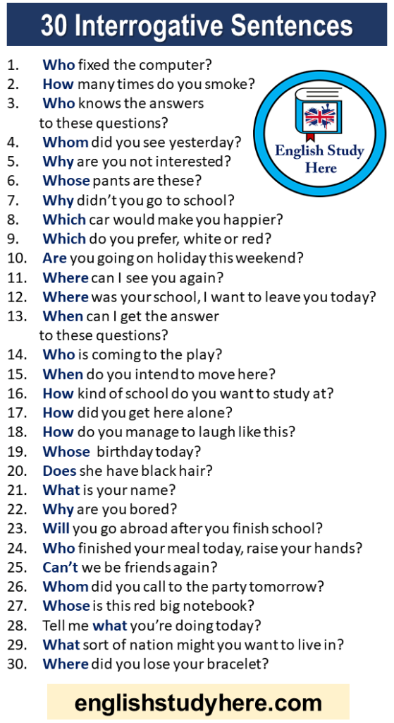 30 Interrogative Sentences Examples With Interrogative Sentences 30 Interrogative Sentences Examples With Interrogative Sentences