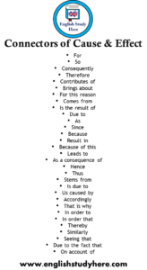 31 Connectors of Cause & Effect in English - English Study Here