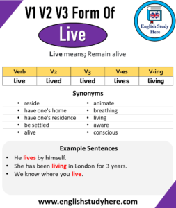 Past Tense of Live, Past Participle of Live, V1 V2 V3 V4 V5 Form of ...