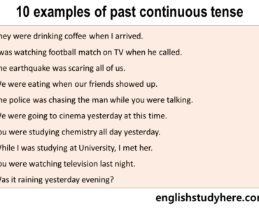 10 Examples of Past Continuous Tense Archives - English Study Here