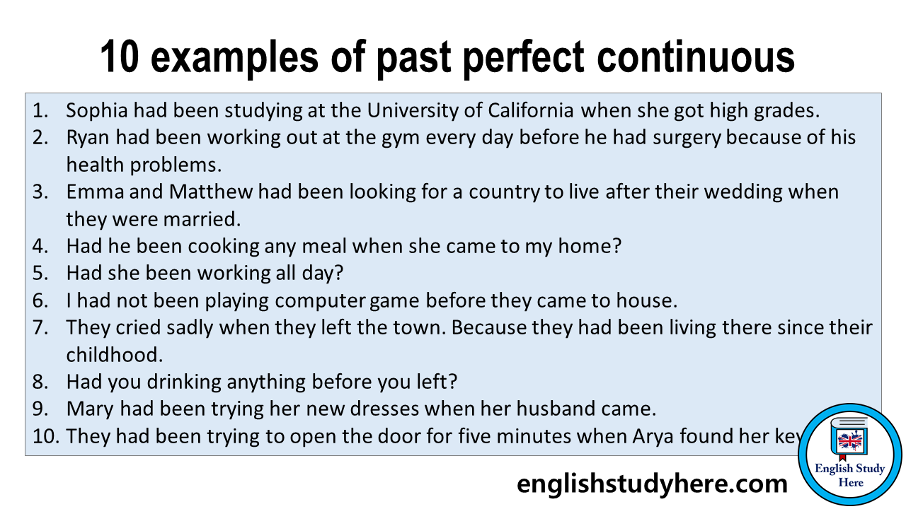 Examples Of Simple Past Perfect Continuous Tense BEST GAMES WALKTHROUGH