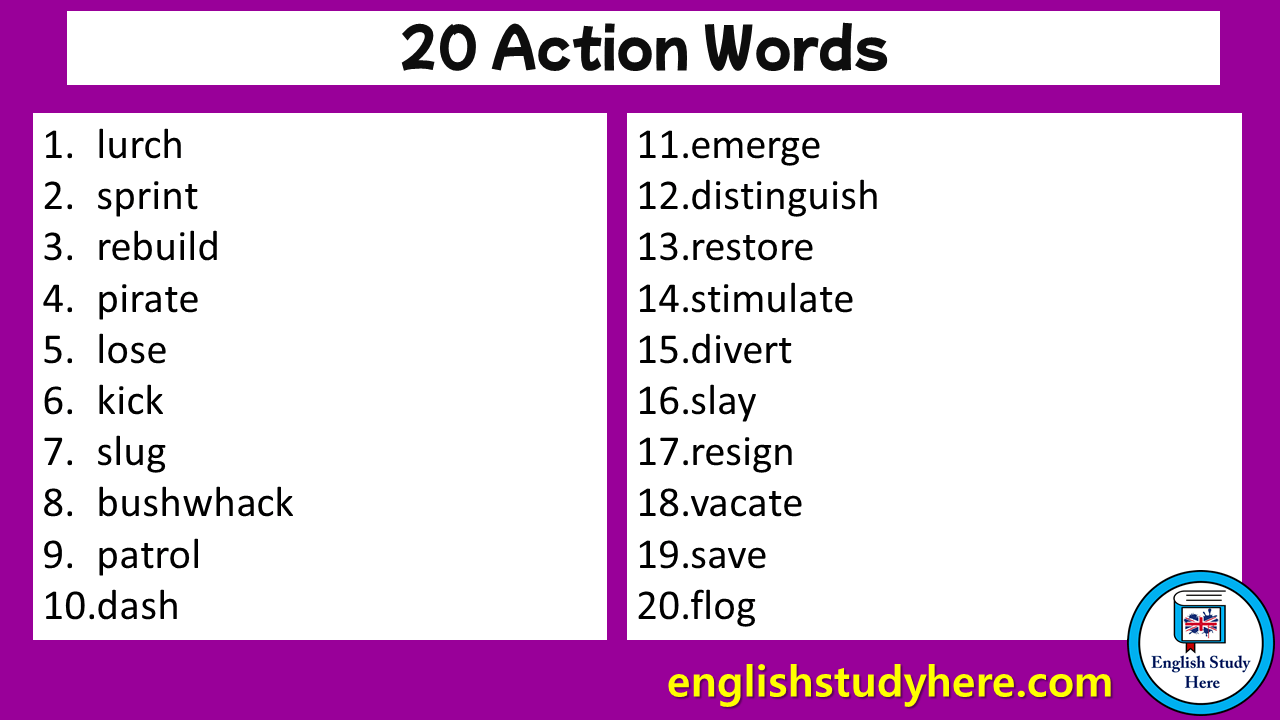 20 Action Words in English - English Study Here