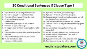 20 Conditional Sentences If Clause Type 1 - English Study Here