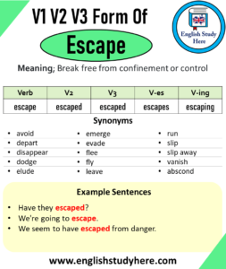 Past Tense of Escape, Past Participle of Escape, V1 V2 V3 V4 V5 Form of ...