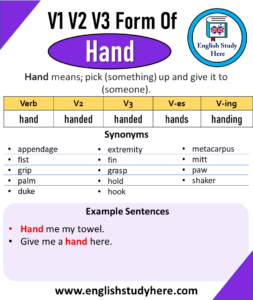 Past Tense of Hand, Past Participle of Hand, V1 V2 V3 V4 V5 Form of ...