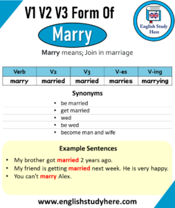 Past Tense of Marry, Past Participle of Marry, V1 V2 V3 V4 V5 Form of ...
