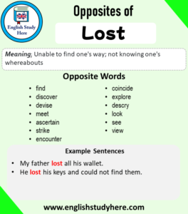 Opposite of Lost, Antonym of Lost, 13 Opposite Words For Lost - English ...