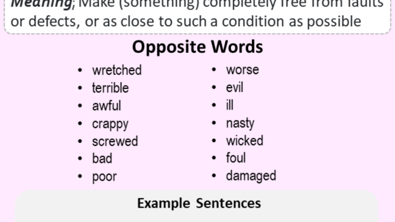 Opposite Of Perfect Antonyms Of Perfect Meaning And Example Sentences