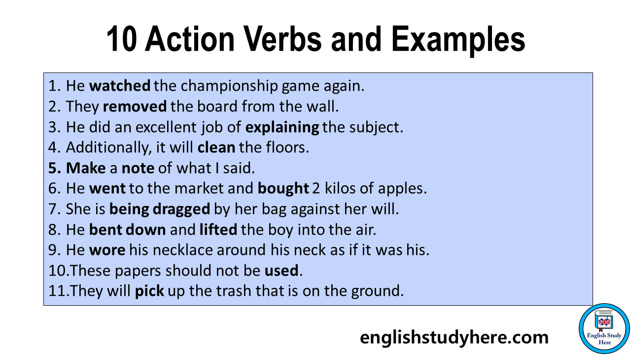 7 10 Action Verbs And Examples Action Verbs Sentences In English M i 