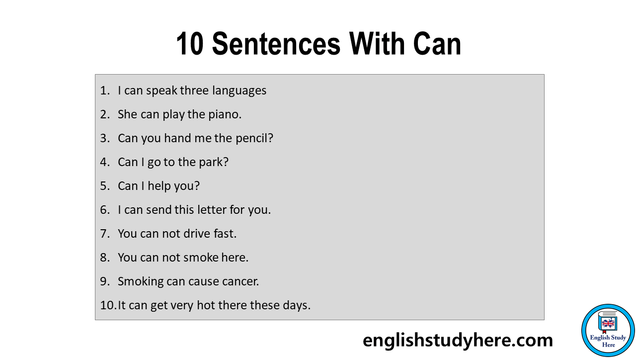10 Sentences With Can Modals Example Sentences English Study Here