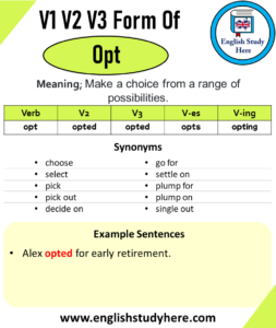Past Tense of Opt, Past Participle of Opt, V1 V2 V3 V4 V5 Form of Opt ...