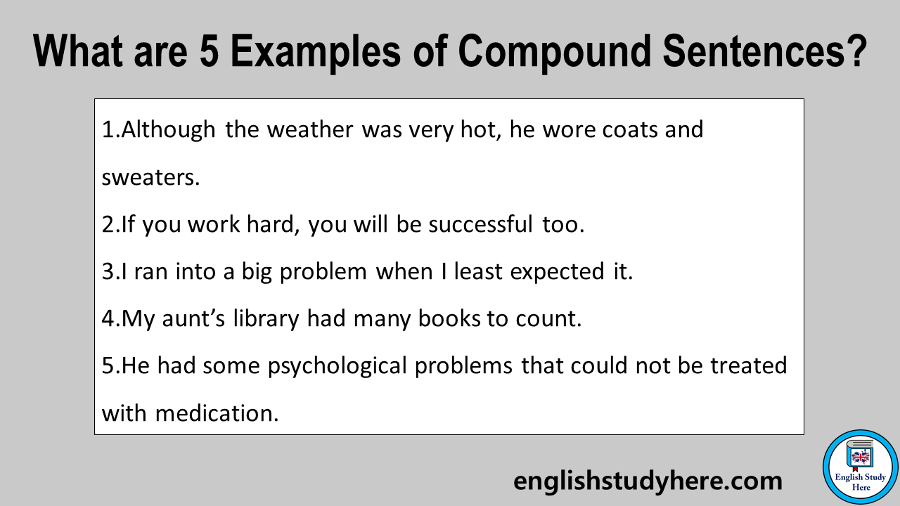 What Are 5 Examples Of Compound Sentences English Study Here