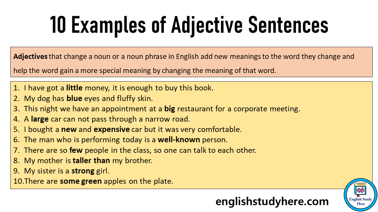 7 10 Examples Of Adjective Sentences In English M i Nh t Tin Nhanh