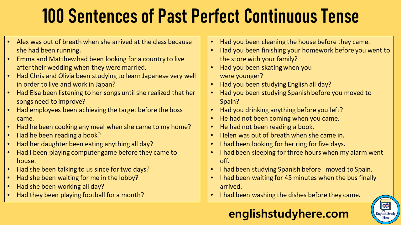 5 Examples Of Past Perfect Continuous Tense BEST GAMES WALKTHROUGH