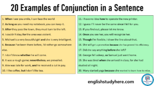 20 Examples of Conjunction in a Sentence in English - English Study Here